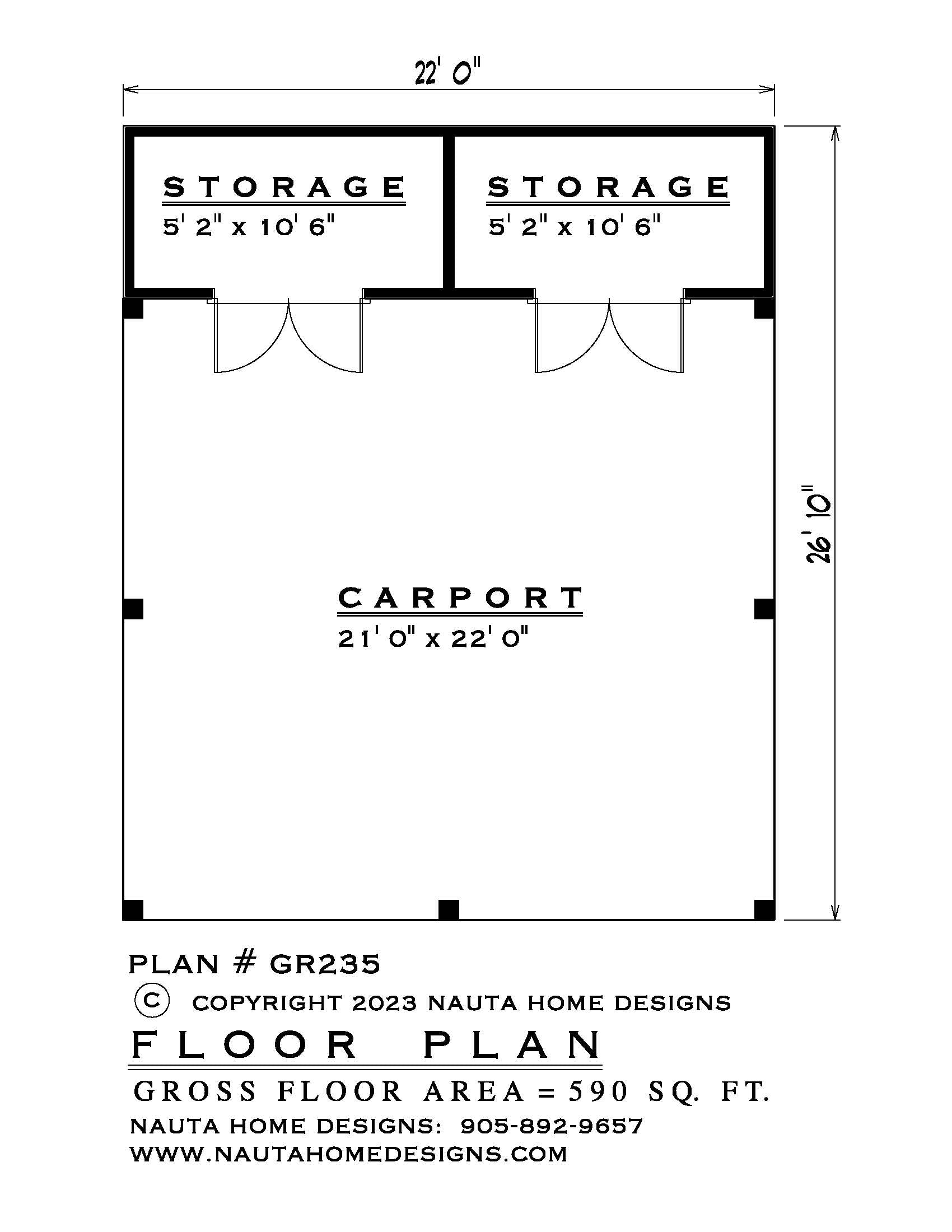 GR235- Custom Designed Detached Garage Plan – Nauta Home Designs
