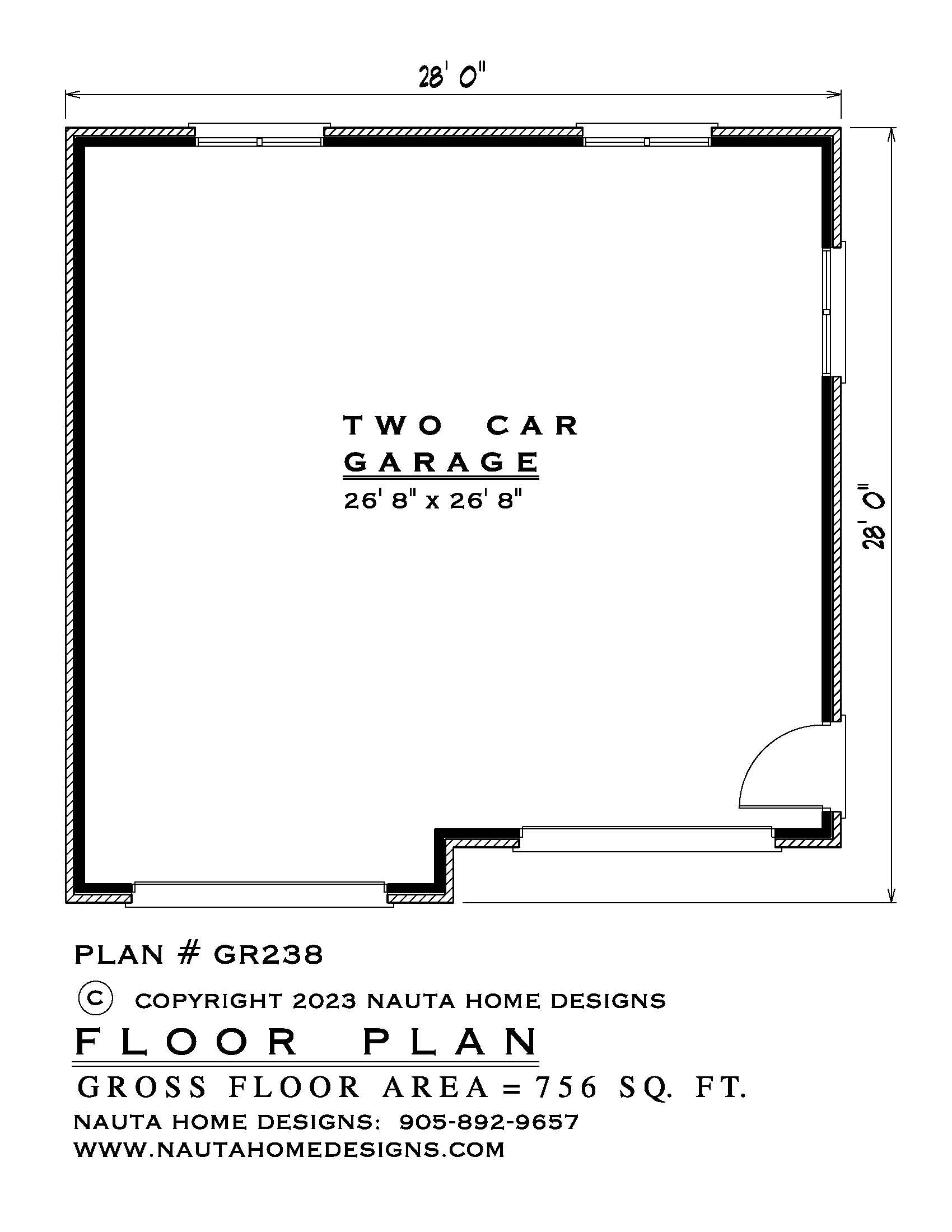 GR238- Custom Designed Detached Garage Plan – Nauta Home Designs